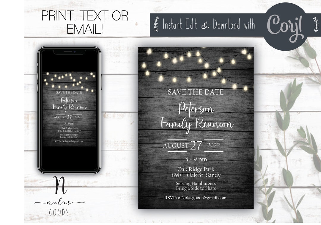 Family Reunion Save the Date, Family Reunion Invitation Editable ...
