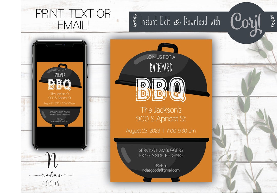 Backyard BBQ Invitation, Bbq Invite Download, Summer BBQ Invite ...