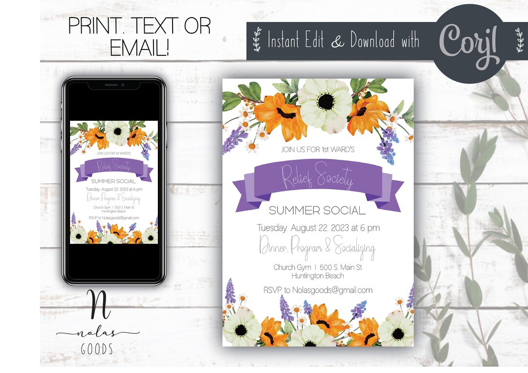 Relief Society Activity, Relief Society Invitations, Relief Society ...