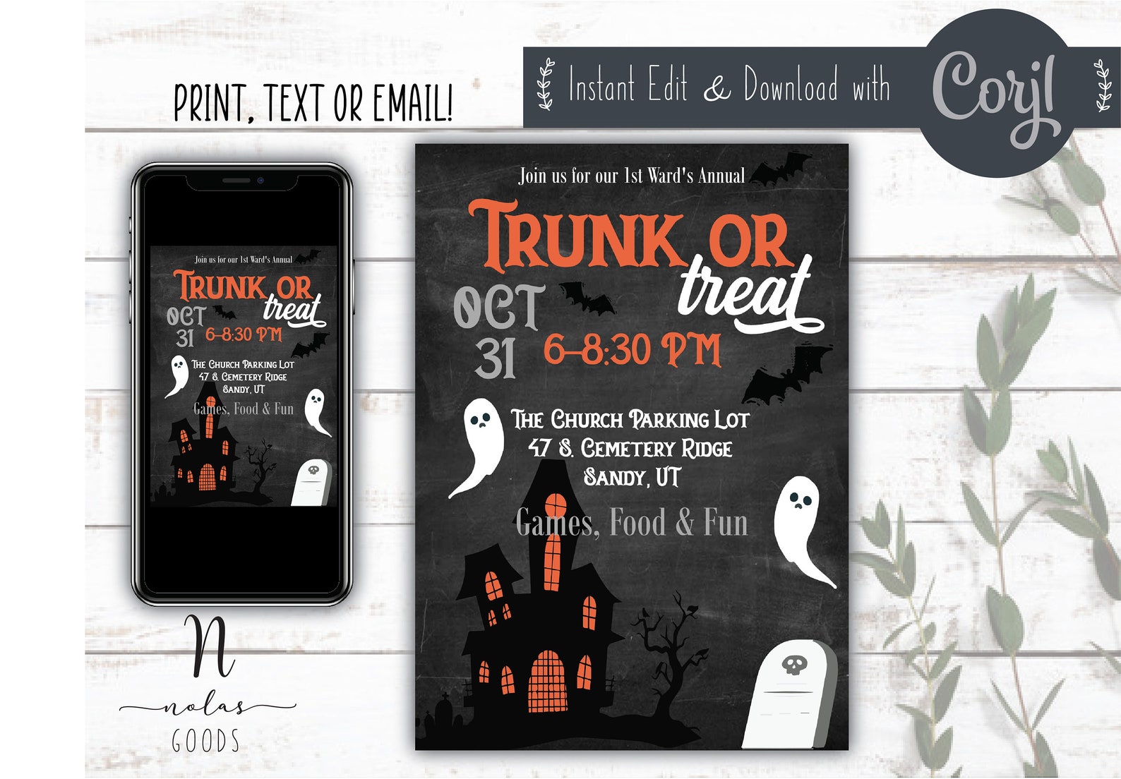 Halloween Trunk or Treat Invitation Printable, School Halloween Party ...