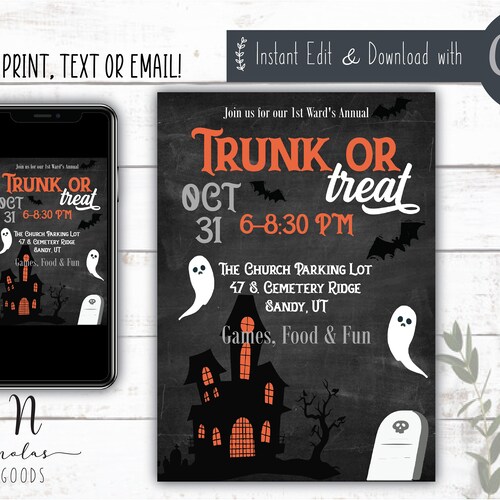 Halloween Trunk or Treat Invitation Template Trunk or Treat - Etsy