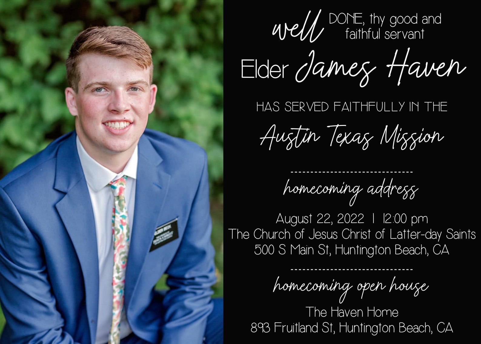 LDS Missionary Homecoming Invitation Digital Missionary Open - Etsy