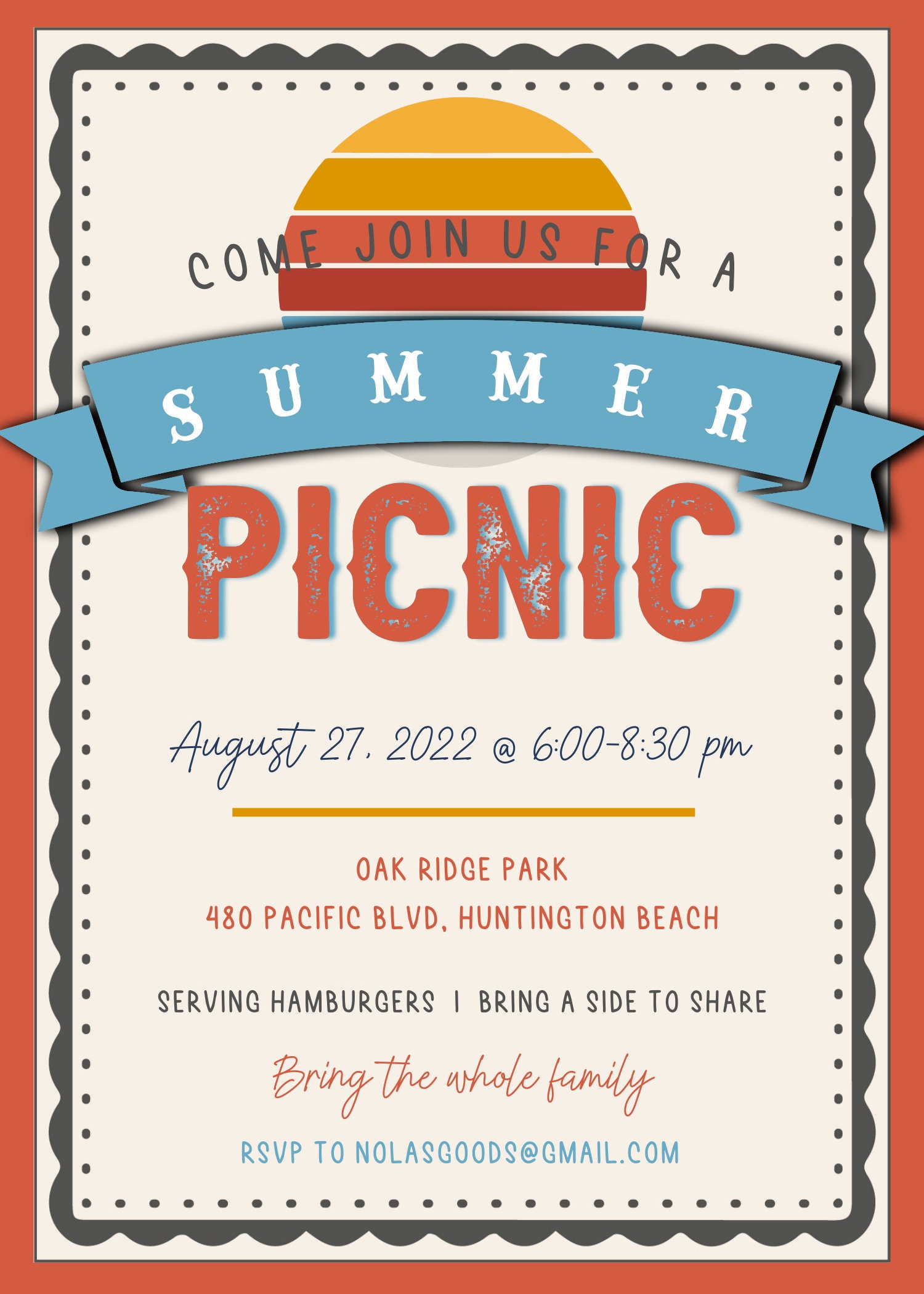 Summer Picnic Flyer Picnic Invitation Customizable Block - Etsy