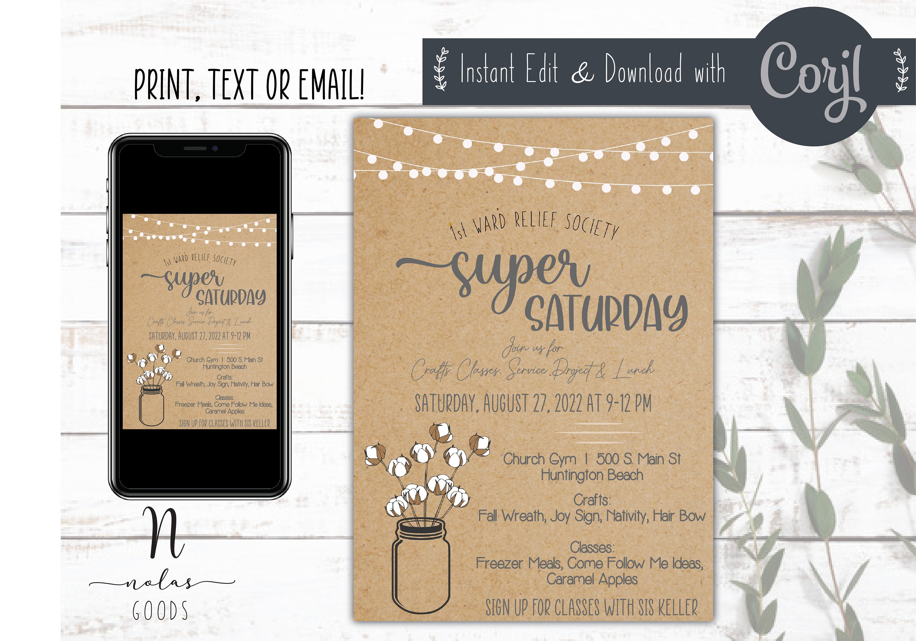 Relief Society Invitation Printable, Super Saturday Invitation Digital ...