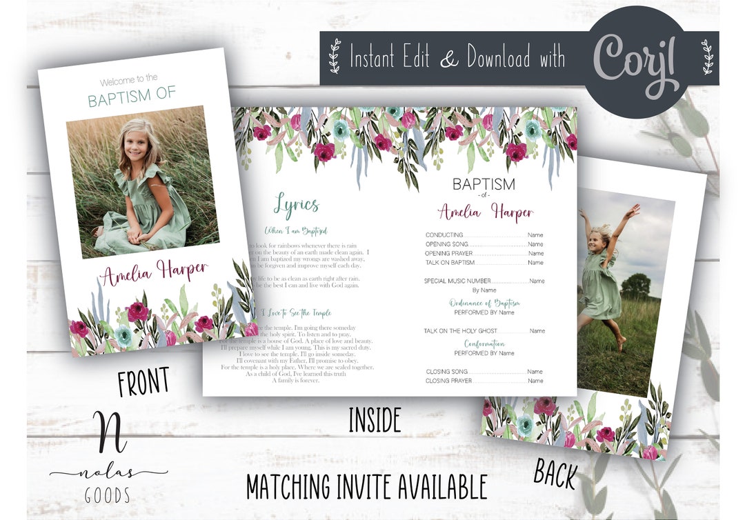 LDS Baptism Program Template, Editable LDS Baptism Program, LDS Baptism ...