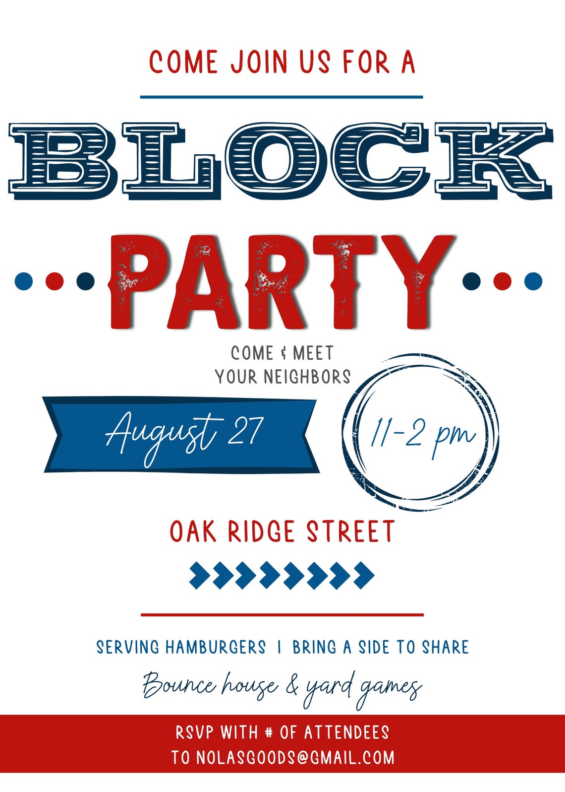 Block Party Invitation Flyer Printable, Neighborhood Meet and Greet ...