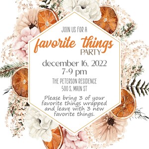 Favorite Things Party Invite Template, My Favorite Things Invitation ...