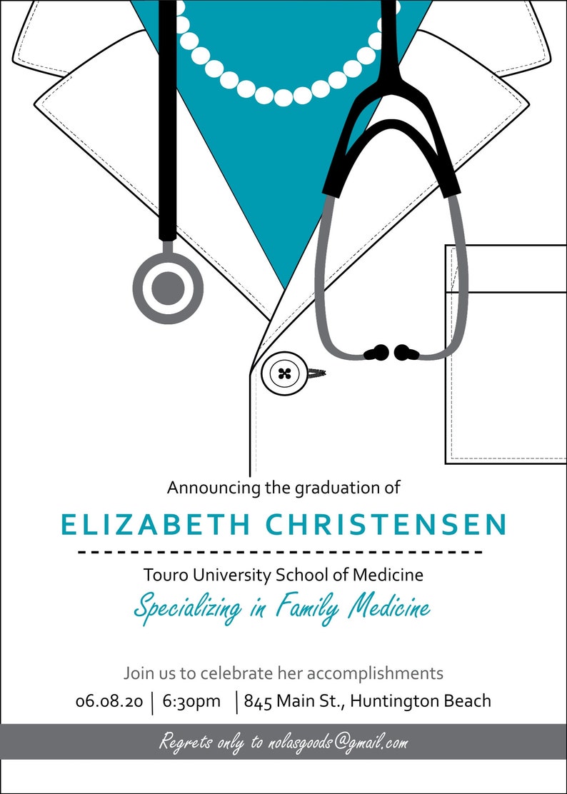 Medical School Graduation Invitation, Doctor Graduation Invitation ...