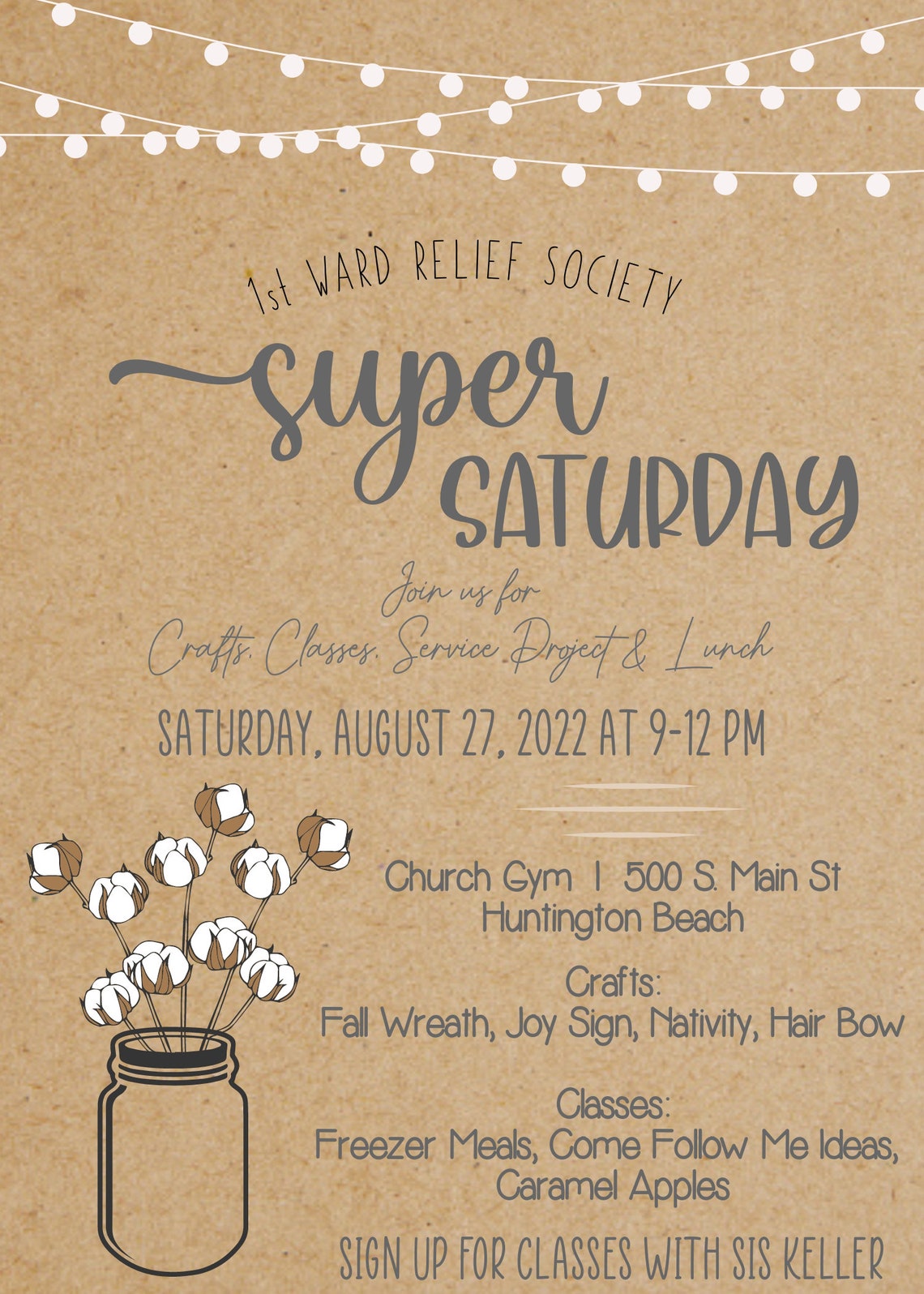 Relief Society Invitation Printable, Super Saturday Invitation Digital ...
