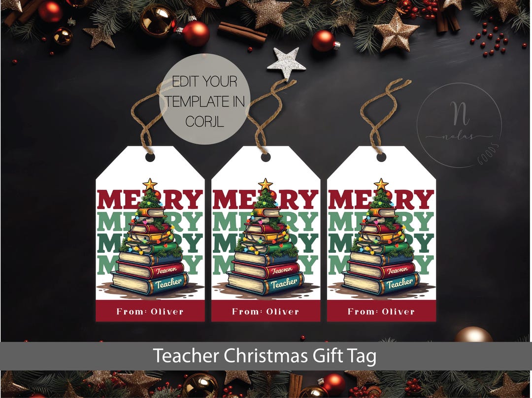Christmas Teacher Gift Tag Printable, Editable Christmas Tags, Teacher ...