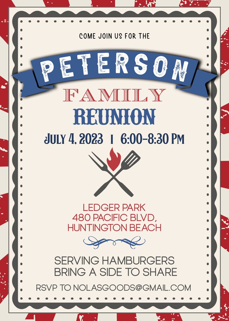 Family Reunion Invitation, Cousin Reunion Invite, Family Gathering ...