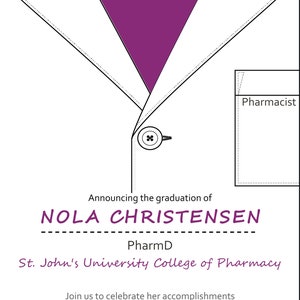 Pharmacist Graduation Invite, Pharmacy Graduation Announcement, Pharmd ...