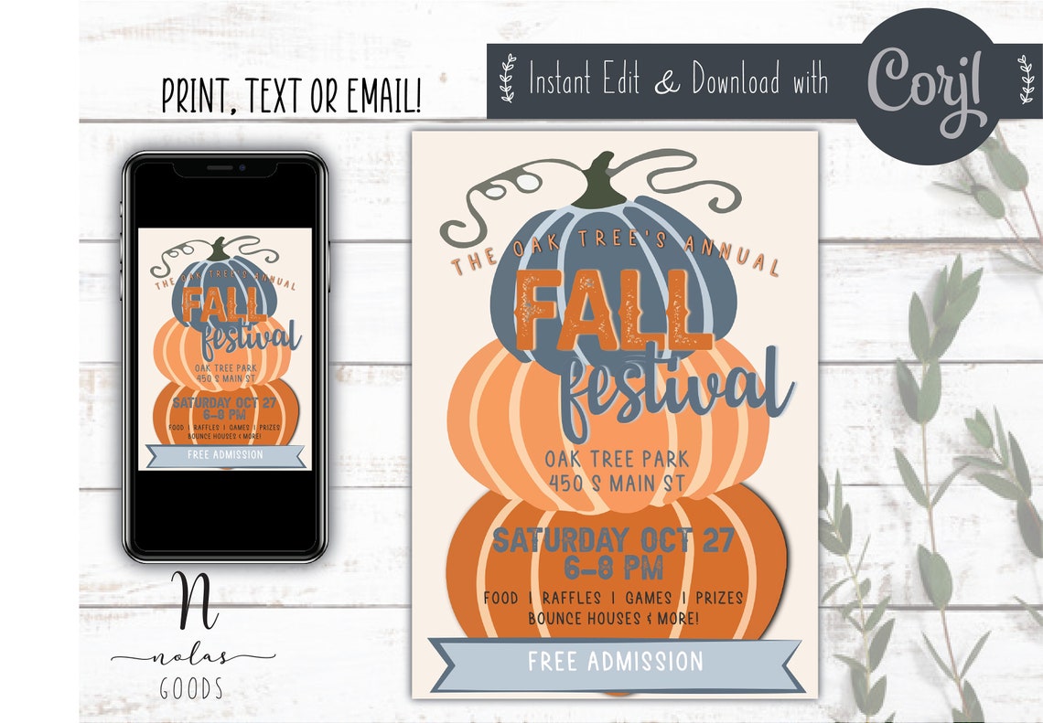 Fall Festival Invitation Printable School Festival Flyer for - Etsy