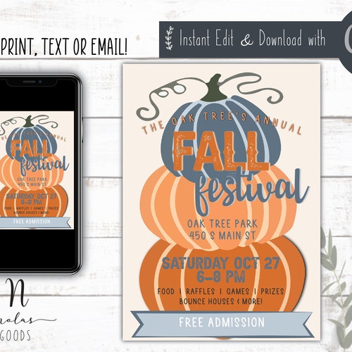 Fall Festival Invitation Printable School Festival Flyer for - Etsy
