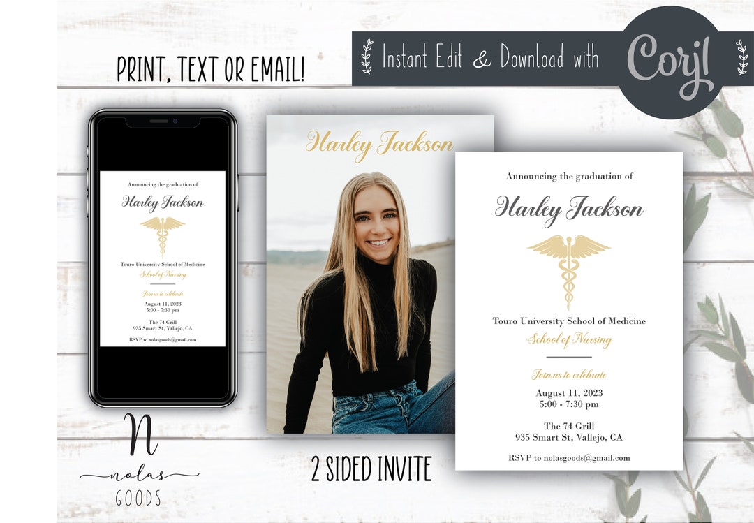 Nurse Graduation Invitation With Photo, Nursing School Graduation ...