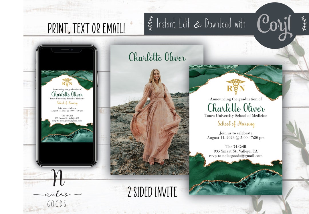 Nurse Graduation Invitation, RN Graduation Invitation, Nursing School ...