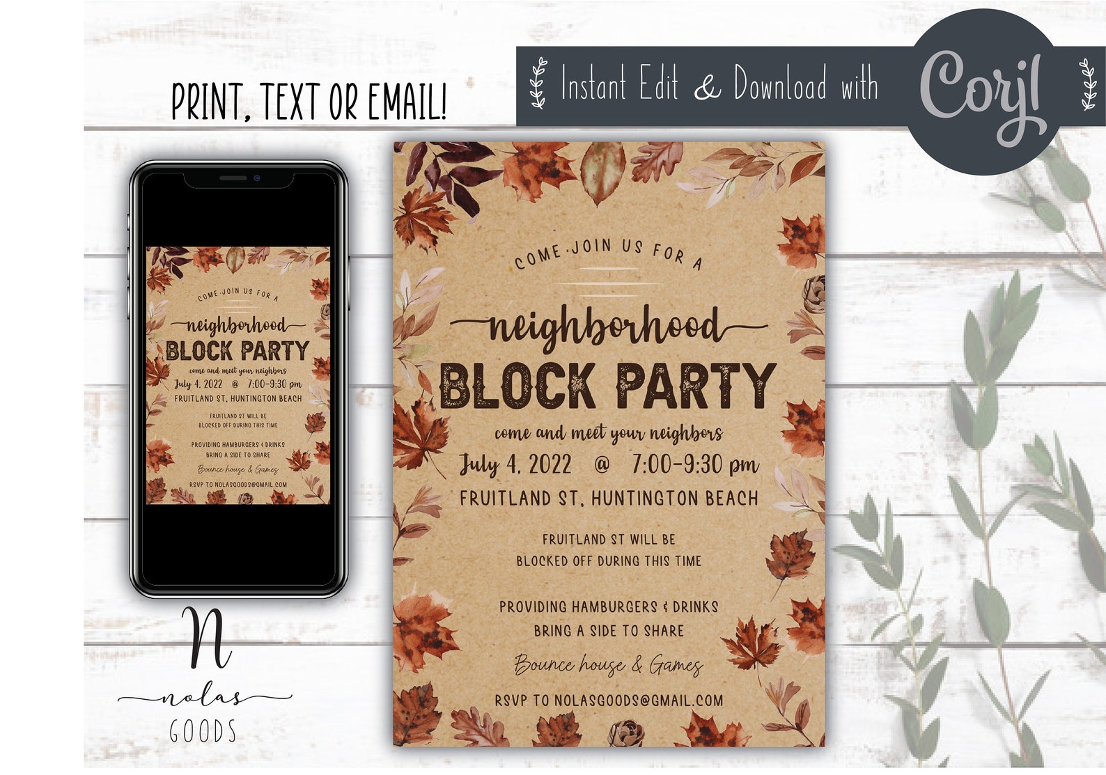 Fall Neighborhood Block Party Invitation Block Party - Etsy