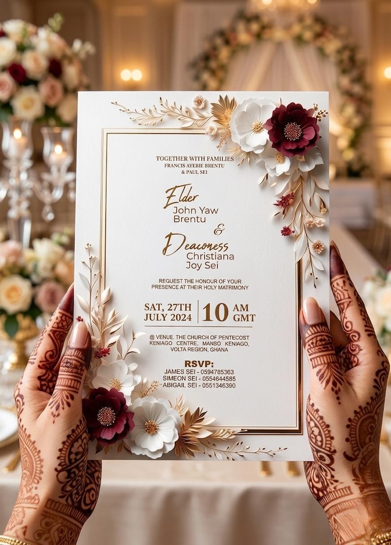 Islamic Wedding Invitation Suite, Arabic Calligraphy, Floral Borders ...