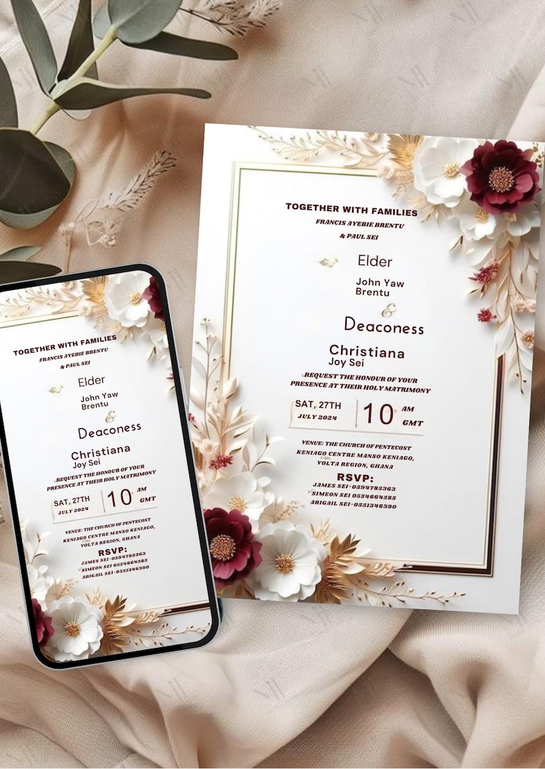 Islamic Wedding Invitation Suite, Arabic Calligraphy, Floral Borders ...