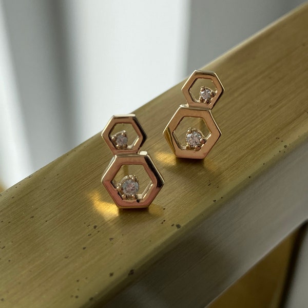 Hexagon Stud - Etsy