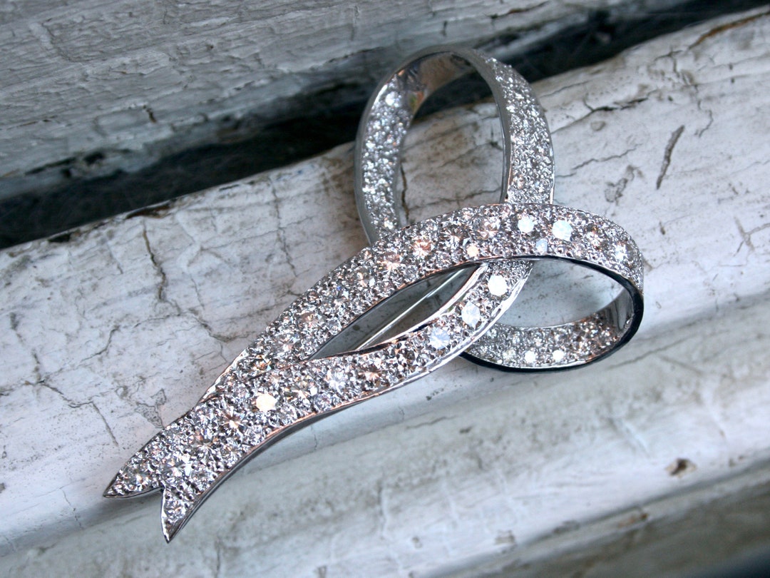 Large Amazing Retro Diamond Bow Pin/pendant - 10.05ct. - Etsy