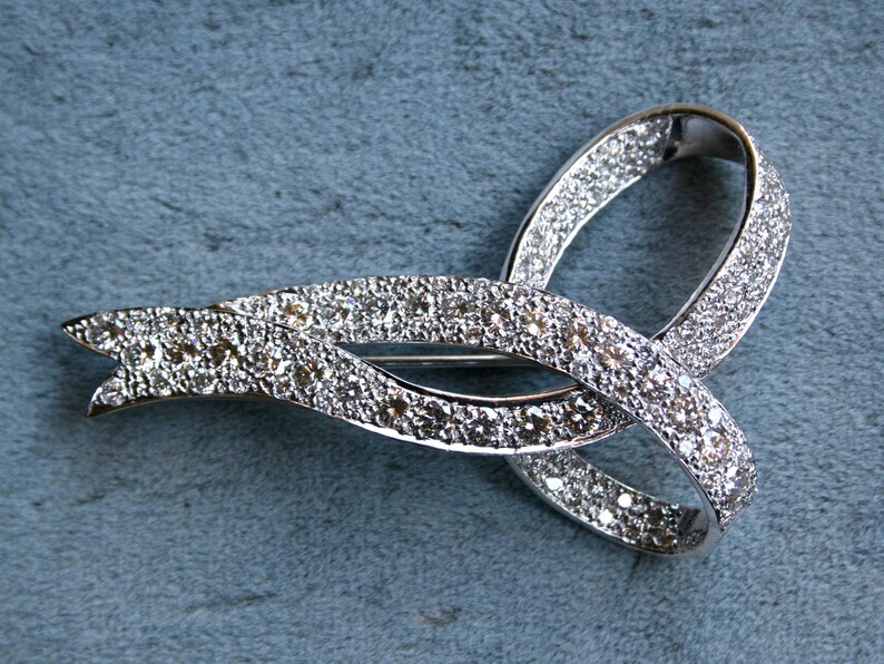 Large Amazing Retro Diamond Bow Pin/pendant - 10.05ct. - Etsy