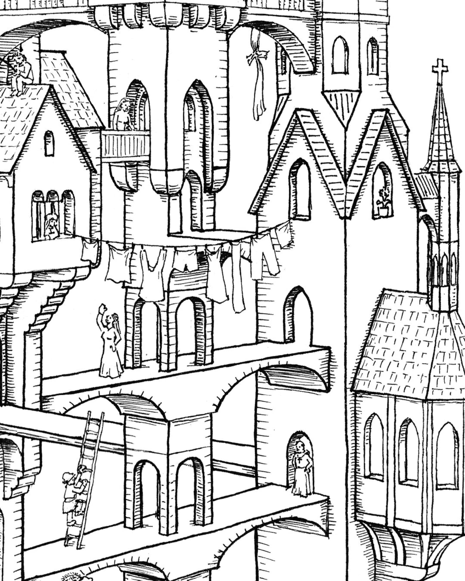 Escher Castle - Signed Art Print - MC Escher Inspired Impossible Object ...