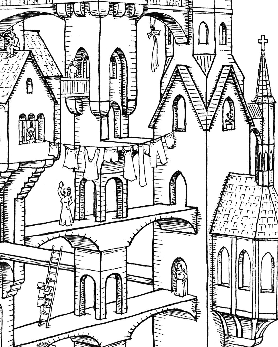 Escher Castle - Signed Art Print - MC Escher Inspired Impossible Object ...