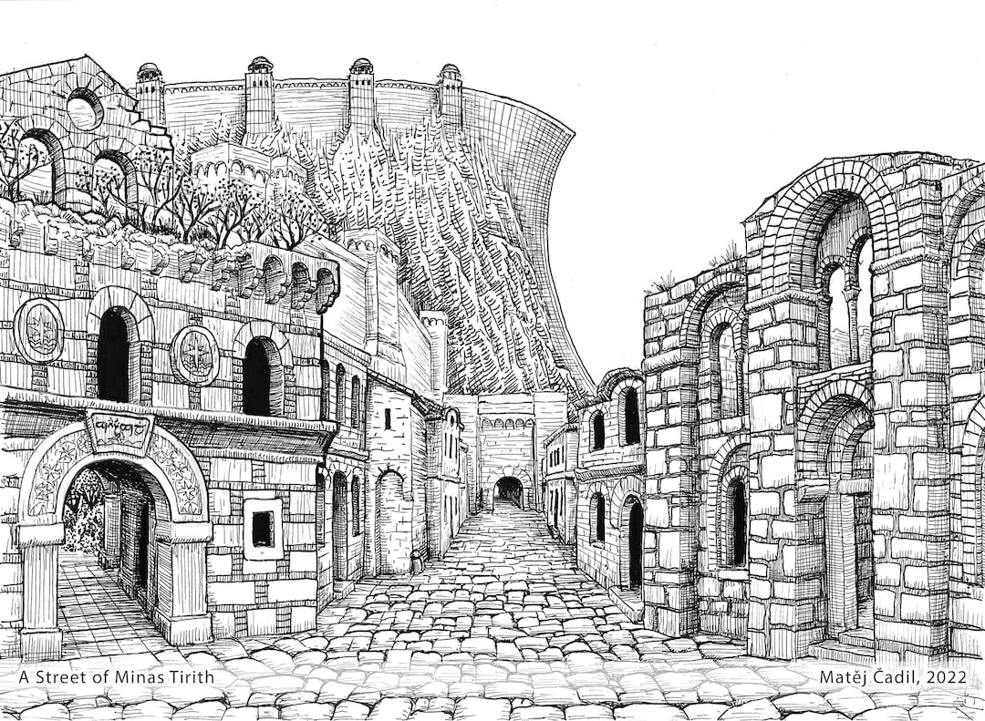 A Street of Minas Tirith Original Art J. R. R. Tolkien Lord of the ...