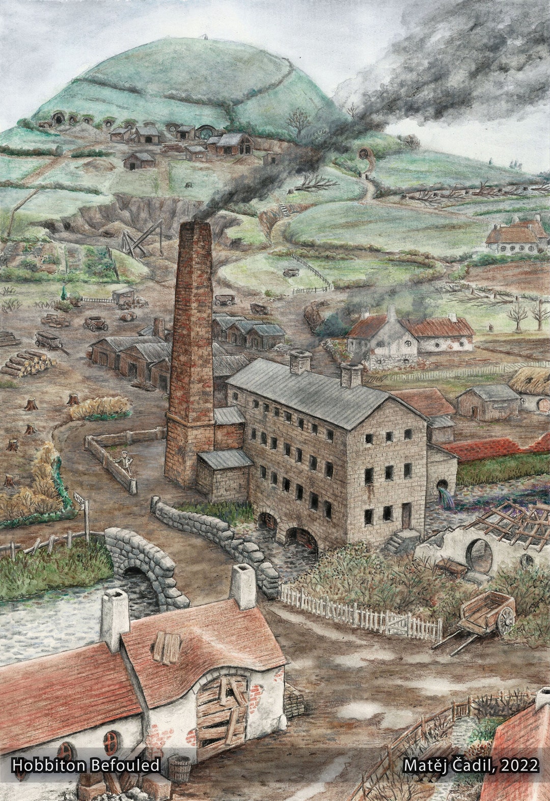 Hobbiton Befouled Original Art J. R. R. Tolkien Lord of the Rings ...