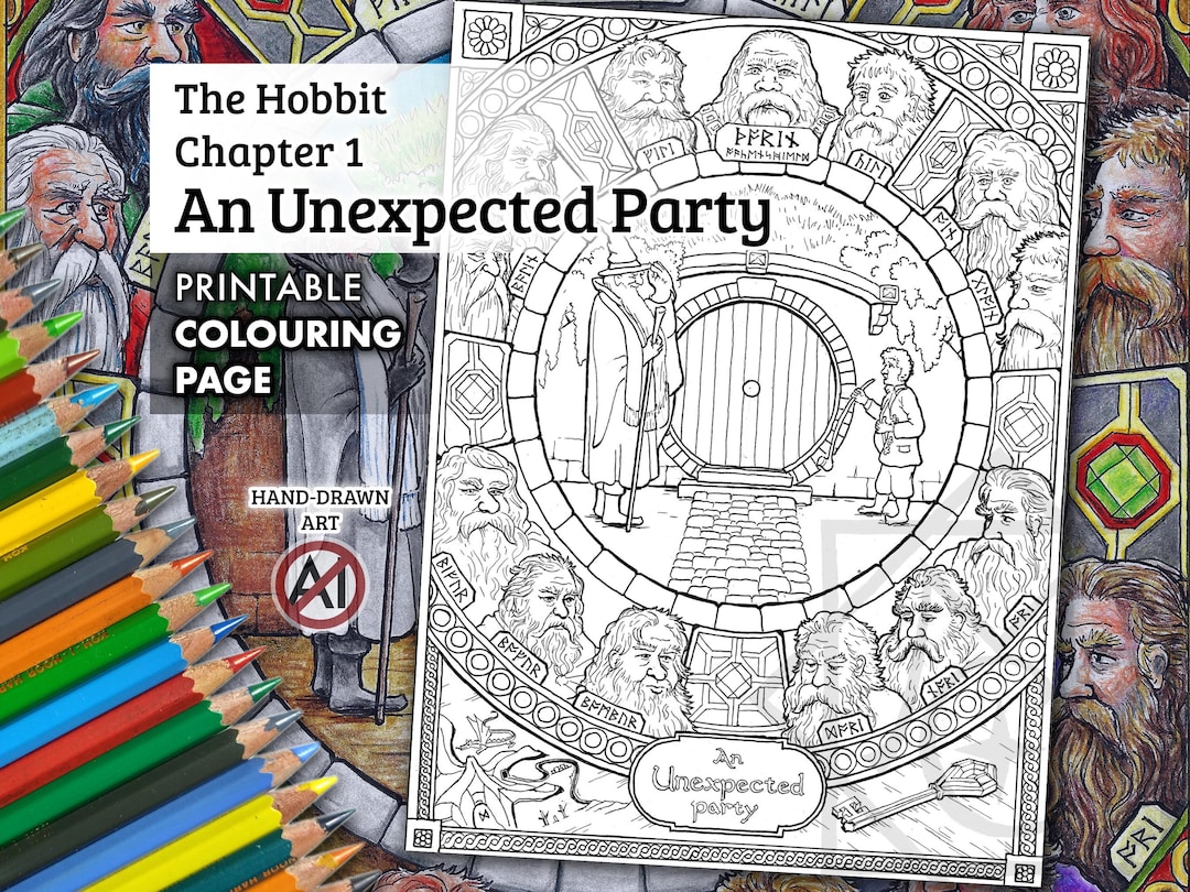 An Unexpected Party – PRINTABLE Colouring Page | J. R. R. Tolkien ...