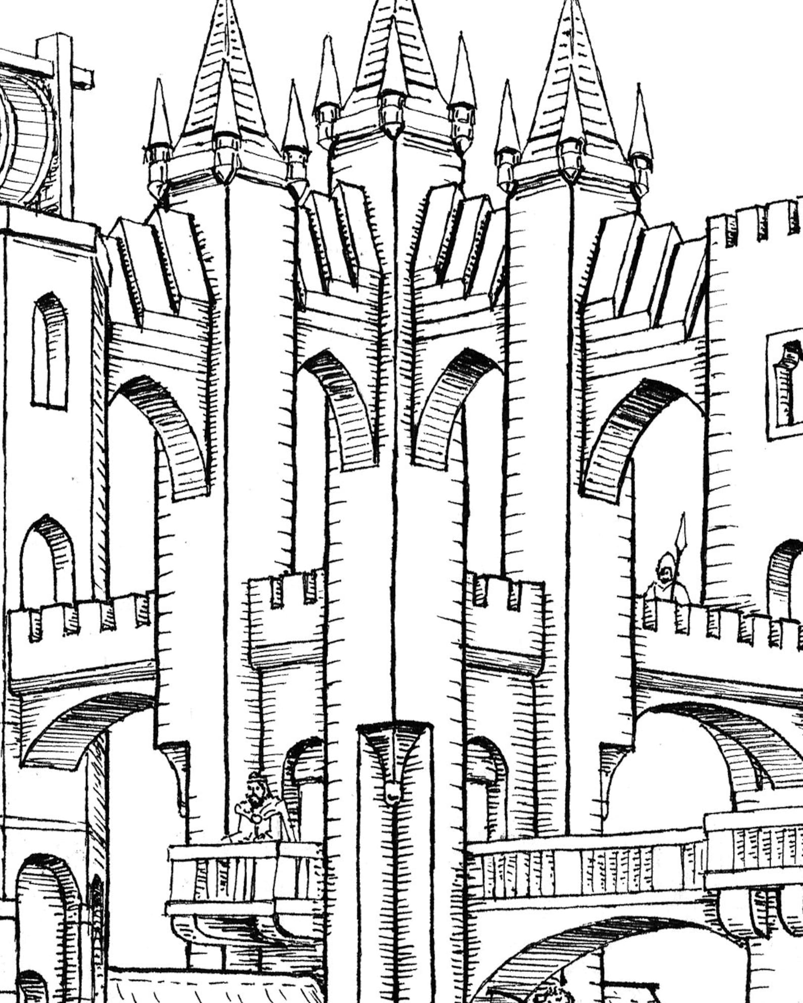 Escher Castle - Signed Art Print - MC Escher Inspired Impossible Object ...
