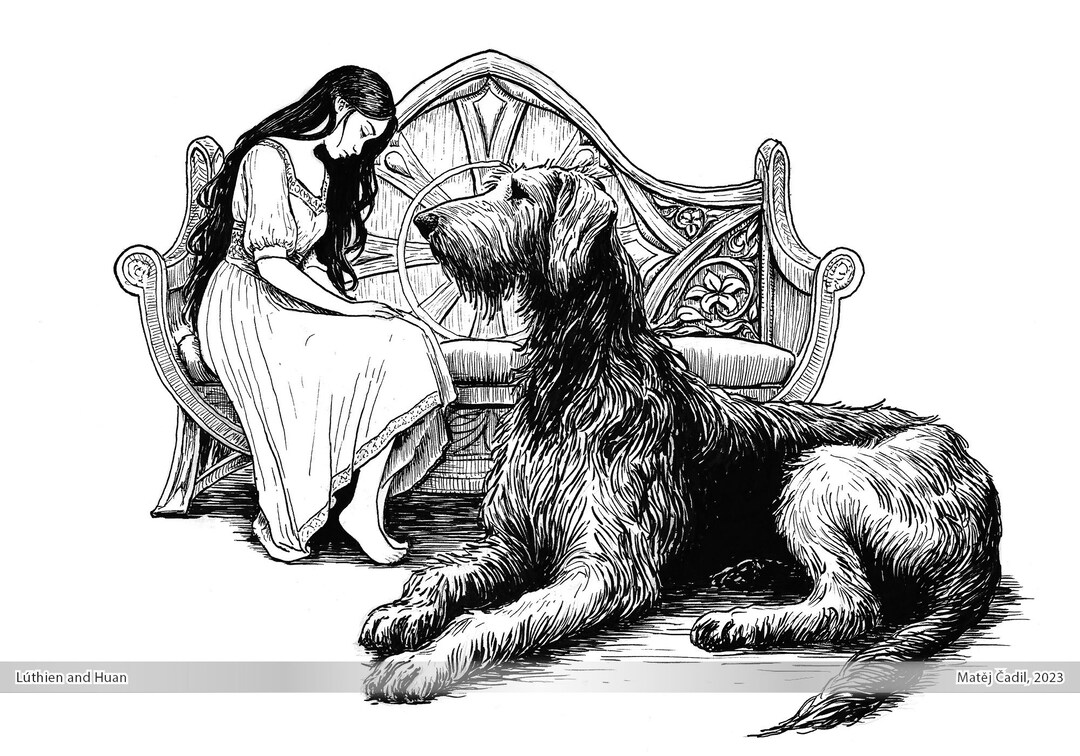 Lúthien and Huan – Signed Art Print - Tolkien Art, Illustration Fantasy ...