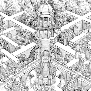 Water Garden – Signed Art Print - MC Escher Inspired Impossible Object ...