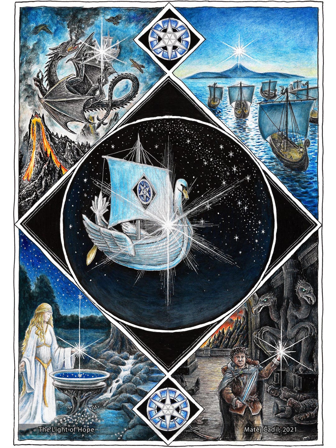 Light of Hope – Embellished Art Print, Earendil, Silmarillion, J. R. R ...