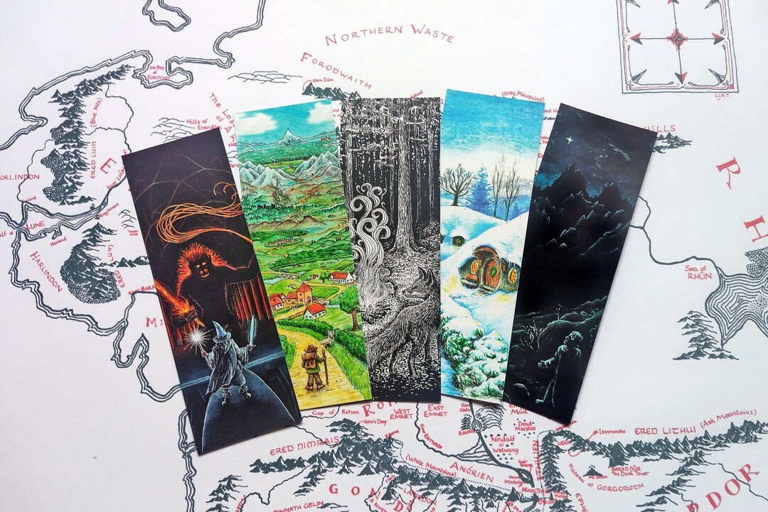 Set of 5 Tolkien Bookmarks Lord of the Rings the Hobbit Fantasy ...
