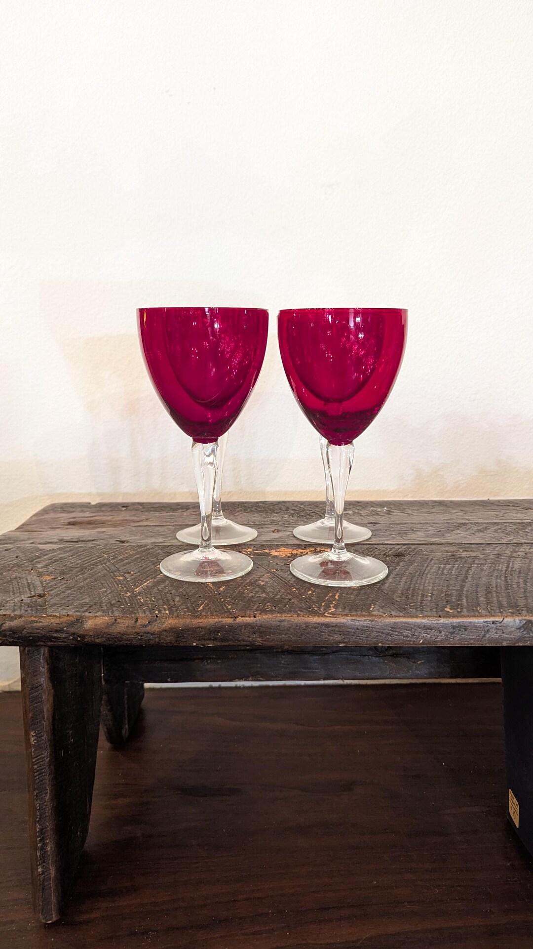 Red Wine Glass With Glass Stem Set of 4 (multiple Available) Vintage ...