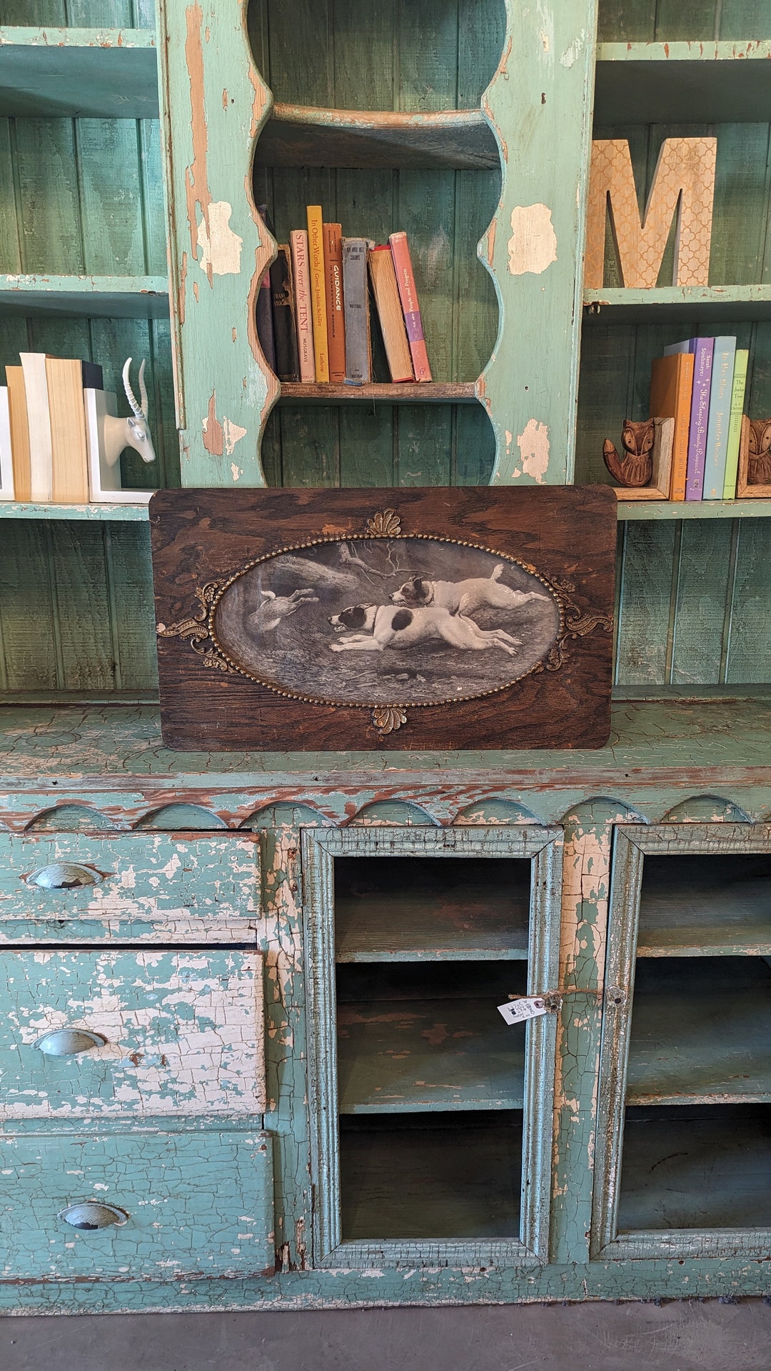 Antique Victorian Print of Jack Russell Terriers in a Decorative Wood ...