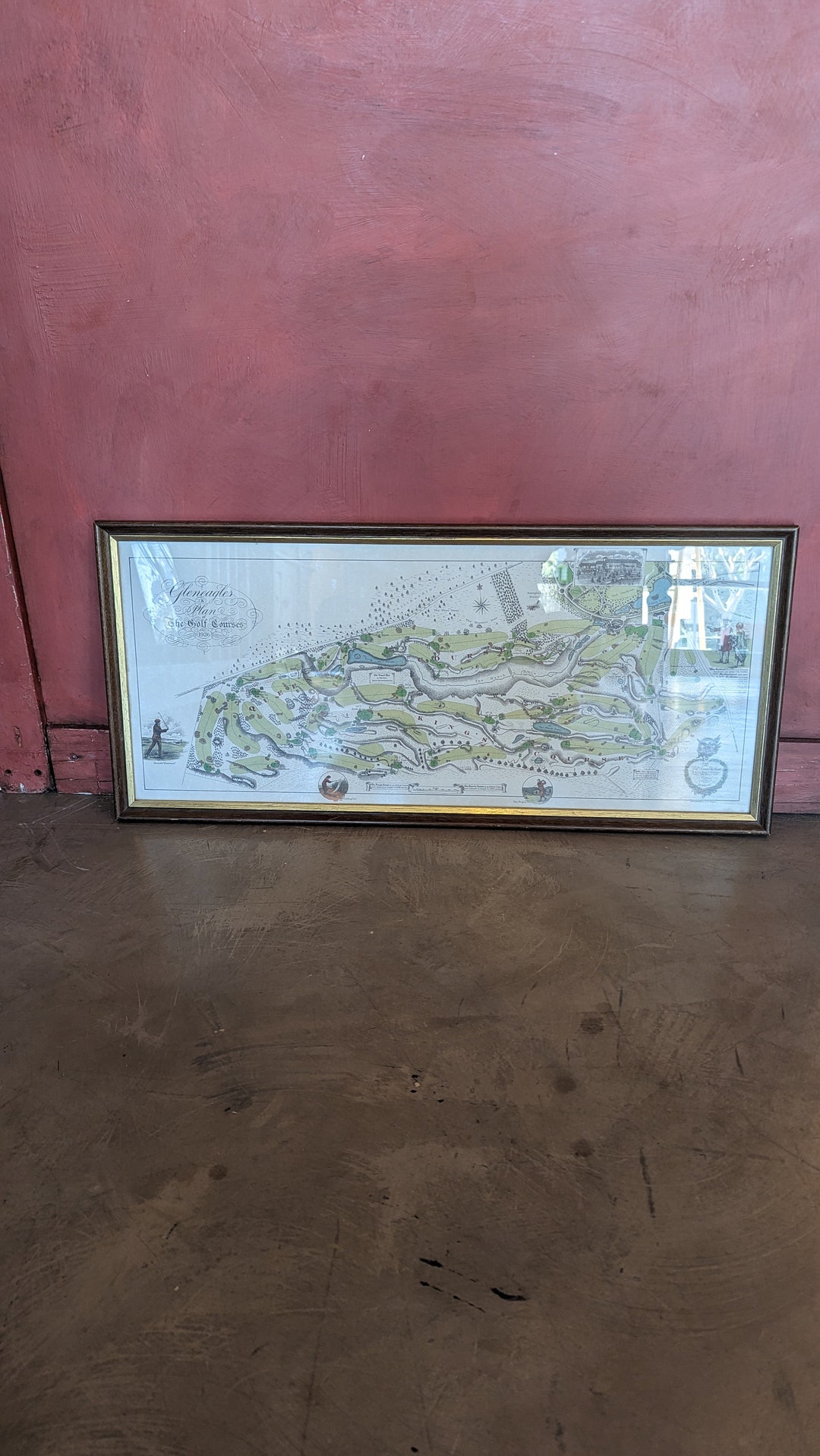 Vintage Golf Course Map in Watercolor Circa 1926 gleneagles A Plan of ...