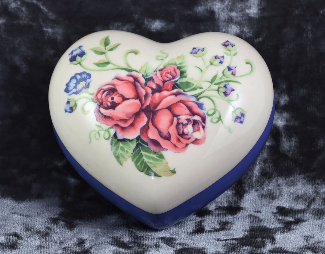 1992 Heart Shape Music Box W/floral Design by the San Francisco Music ...