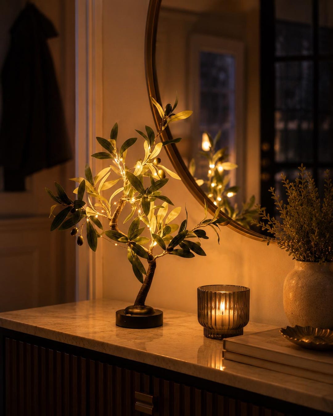 Faux Olive Tree Lamp | Fairy Lights, Boho Desk Night Light, Cozy Room ...
