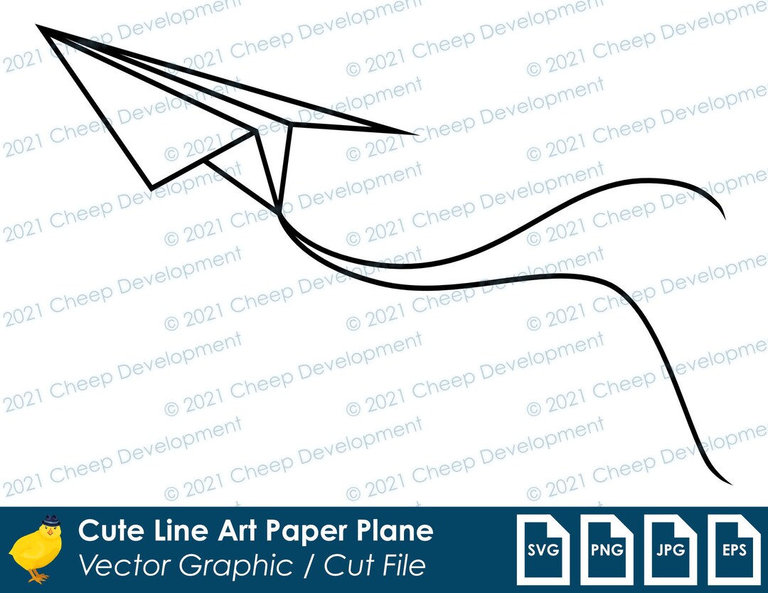 Paper Plane Line Art - Vector Graphic / Cut File (svg, Png, Jpg, Eps ...