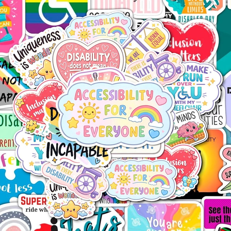100pcs Disability Awareness Stickers Set, Invisible & Proud Vinyl ...
