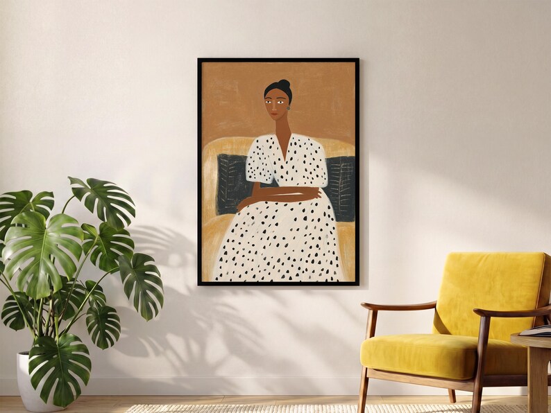 Polka Dot Lady Poster Print, Modern Woman Portrait, Minimalist Wall Art ...