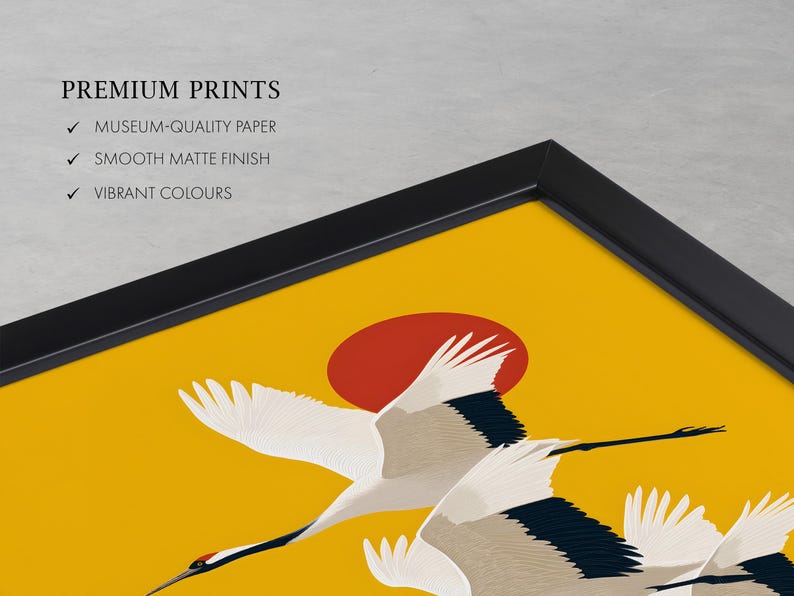 Cranes in Flight Poster Print, Japanese Birds, Minimalist Wall Art ...