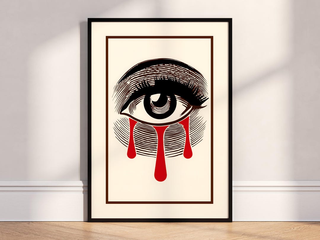 Crying Eye Print Poster, Surreal Black Red Art, Modern Wall Decor ...