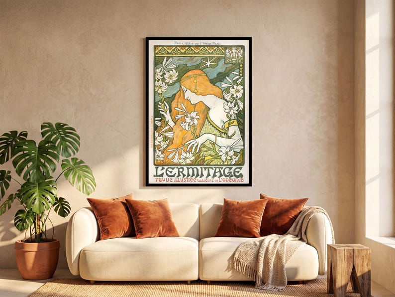 Art Nouveau Woman Poster Print, Floral Lady, Vintage Style Wall Art - Etsy