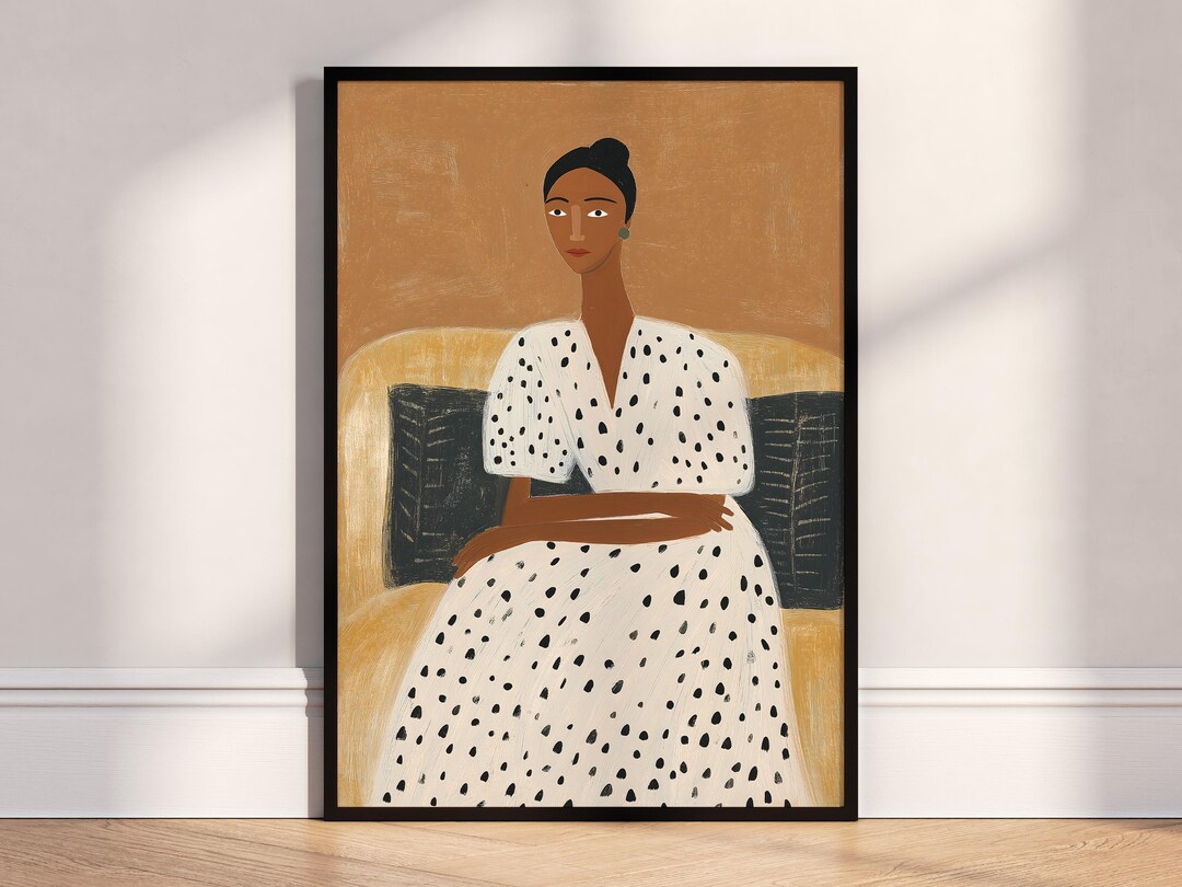 Polka Dot Lady Poster Print, Modern Woman Portrait, Minimalist Wall Art ...