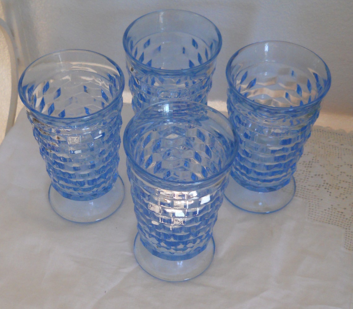 Light Blue Drinking Glasses Indiana Glass Whitehall Or Etsy