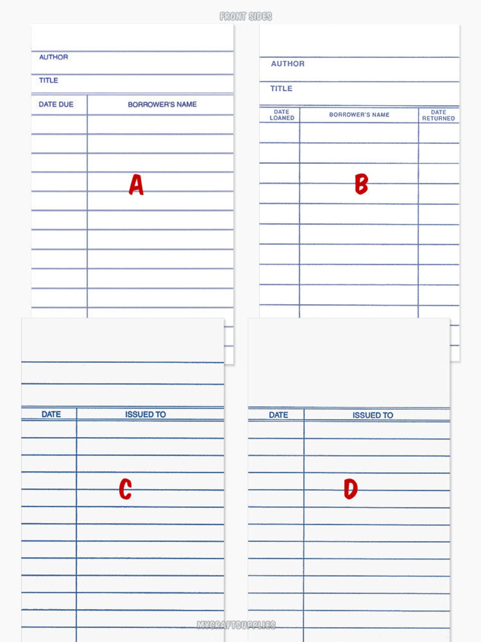 300 Library Cards White Date Due Cards 4 Styles for - Etsy